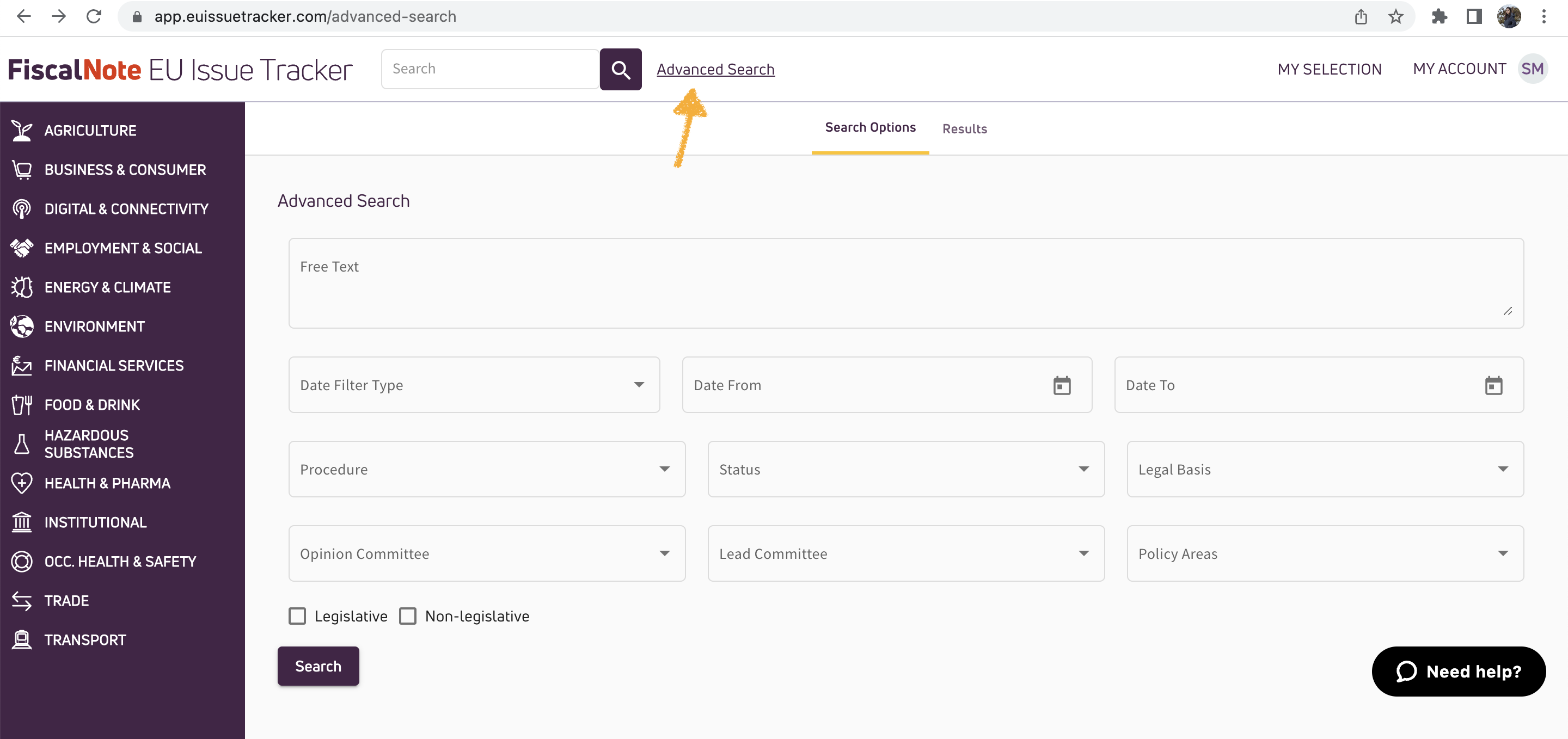 How to search a dossier using "Procedure" option – EU Issue Tracker